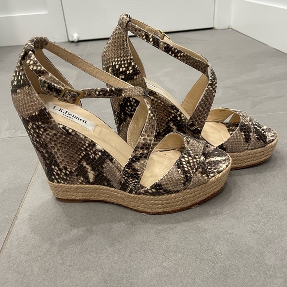 LK Bennett | Shoes | Lkbennett Snake Skin Platform Wedge Espadrilles ...